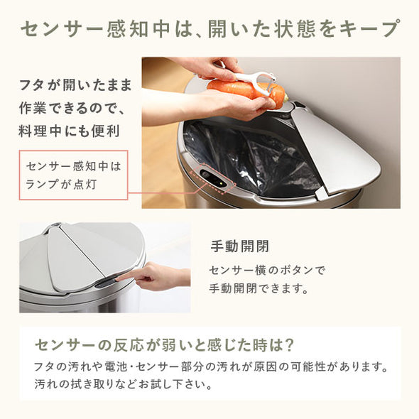 自動開閉センサー付き ゴミ箱 （横開き）47L/手をかざすだけで蓋が開く臭いが漏れにくいごみ箱|RASIK（ラシク）