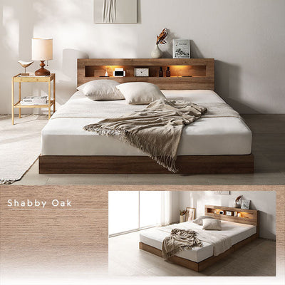 ホテルスタイル ローベッド LED照明＆棚付き『CONCASA コンカーサ』/眠りに誘うやわらかなLED照明付き。超頑丈構造のローベッド ...