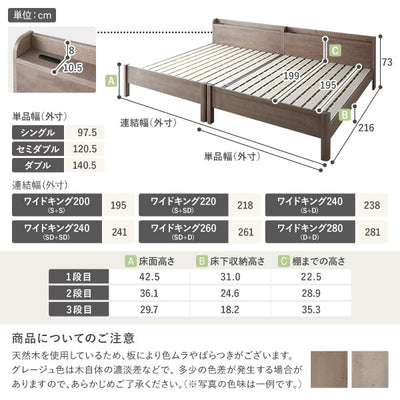 コンセント 棚付き 頑丈すのこベッド 連結サイズ 耐荷重650kg『Forteo フォルテオ』/ゆったり眠る、頑丈すのこベッド – RASIK（ラシク）家具・インテリア専門店