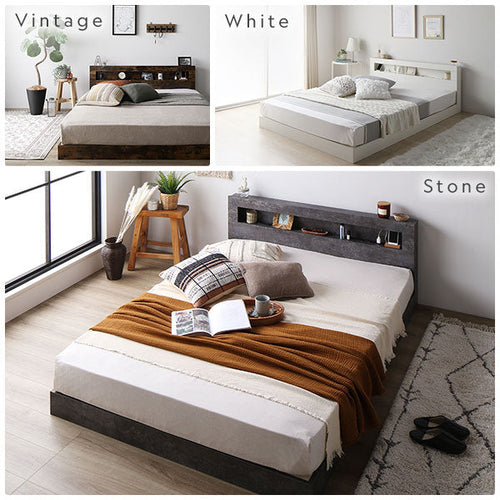 ホテルスタイル 連結ローベッド LED照明＆棚付き『CONCASA コンカーサ』/シンプルモダンな照明付きフロアベッド – RASIK（ラシク）家具・インテリア専門店