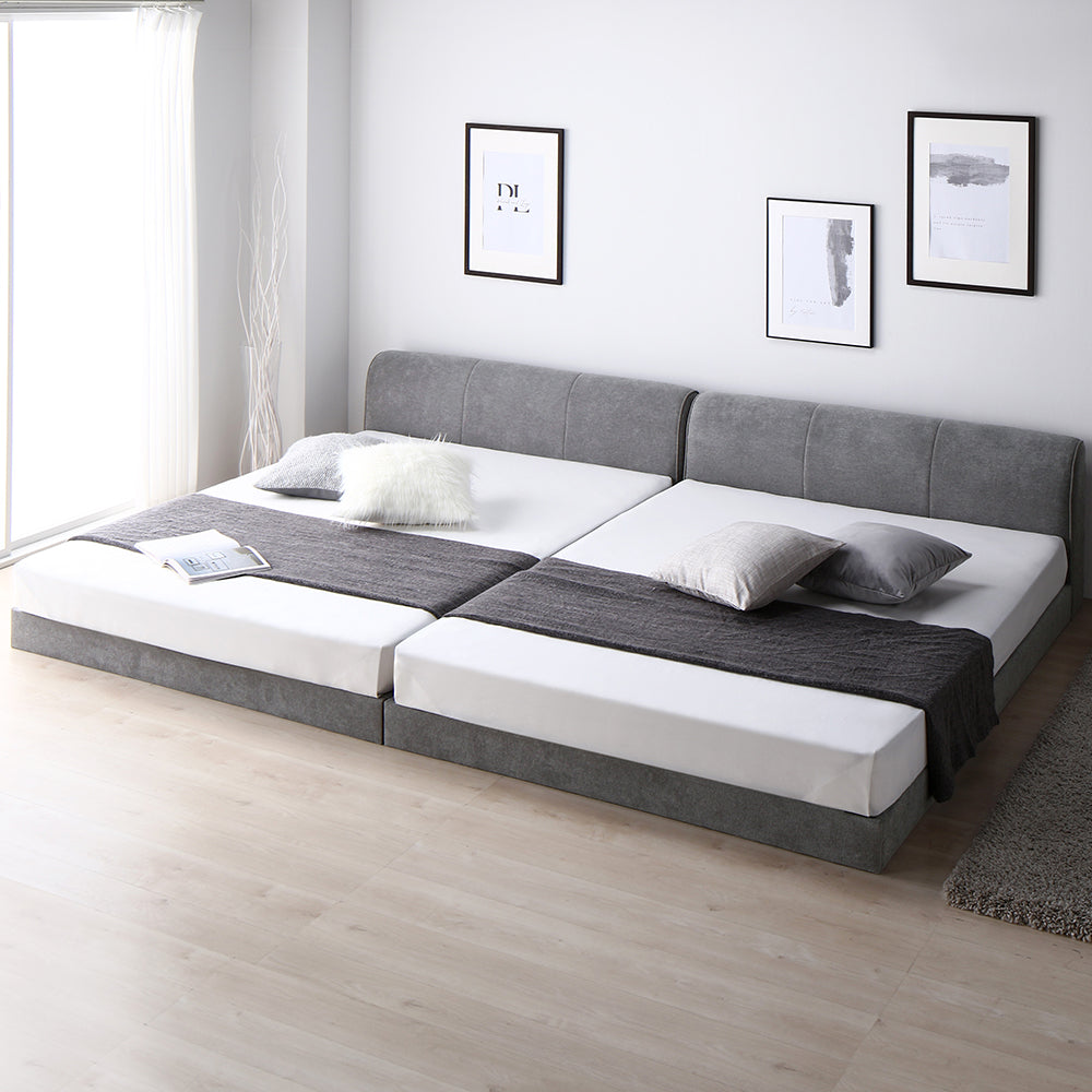 ファブリックベッド 布張り ローベッド『SOFREE ソフリー』連結サイズ/優しく上質感のあるロースタイルベッド|RASIK（ラシク）