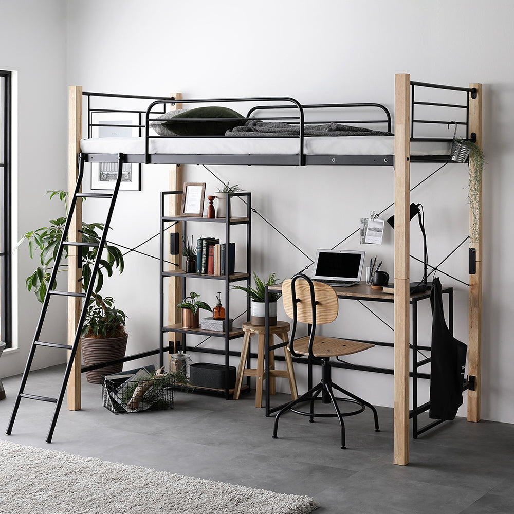 高さが選べる 異素材MIX ロフトベッド 『Secrete スクレート』ハイタイプ/選べる高さ3Type シングルサイズのロフトベッド|RASIK（ラシク）